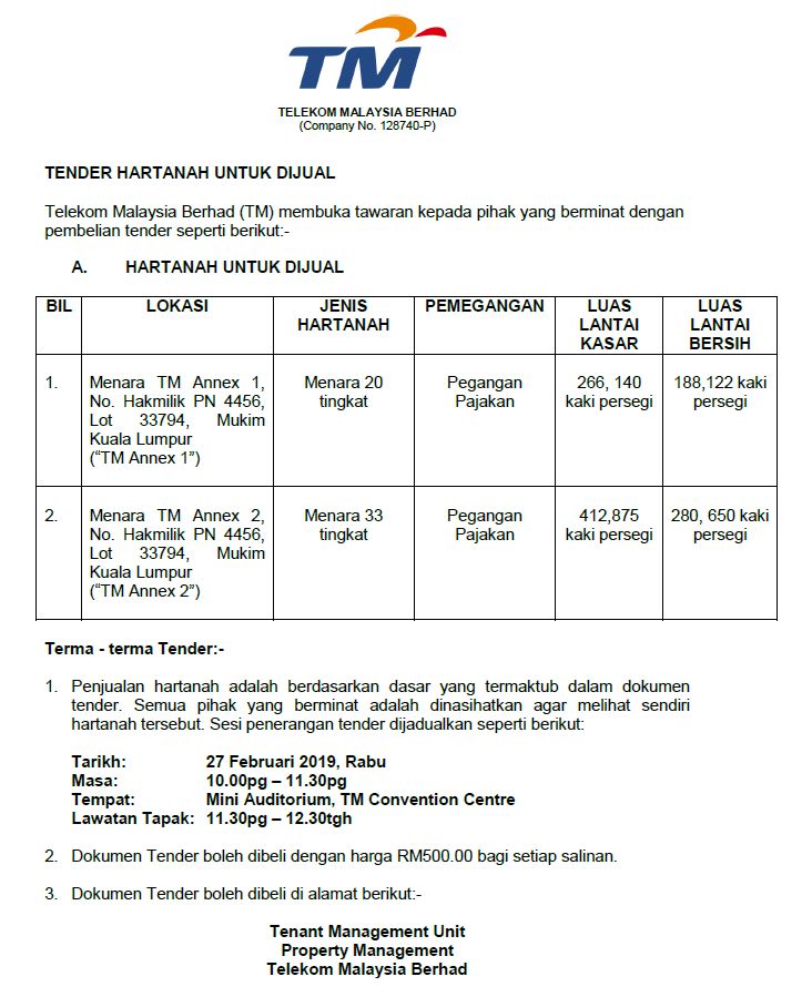 Kenapa TM mahu jual Menara TM Annex 1 dan Annex 2? - SoyaCincau.com