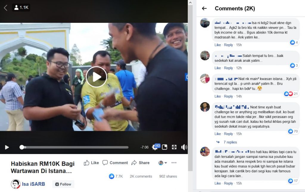 YouTuber edar wang tunai RM10,000 di Istana Negara ditegur pihak ...