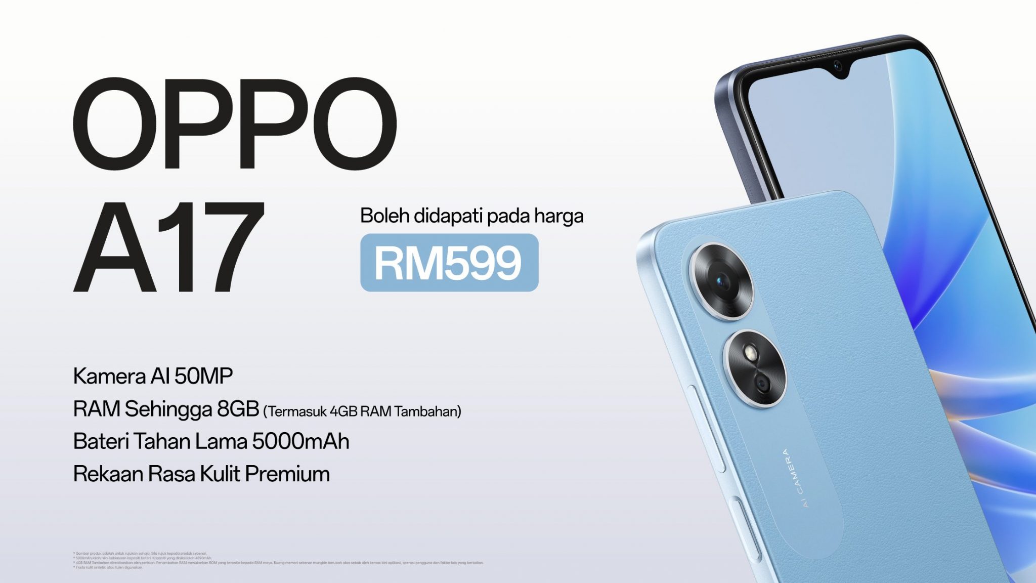 Oppo A17, telefon mampu milik dengan rekaan rasa kulit dan kamera 50MP - SoyaCincau.com