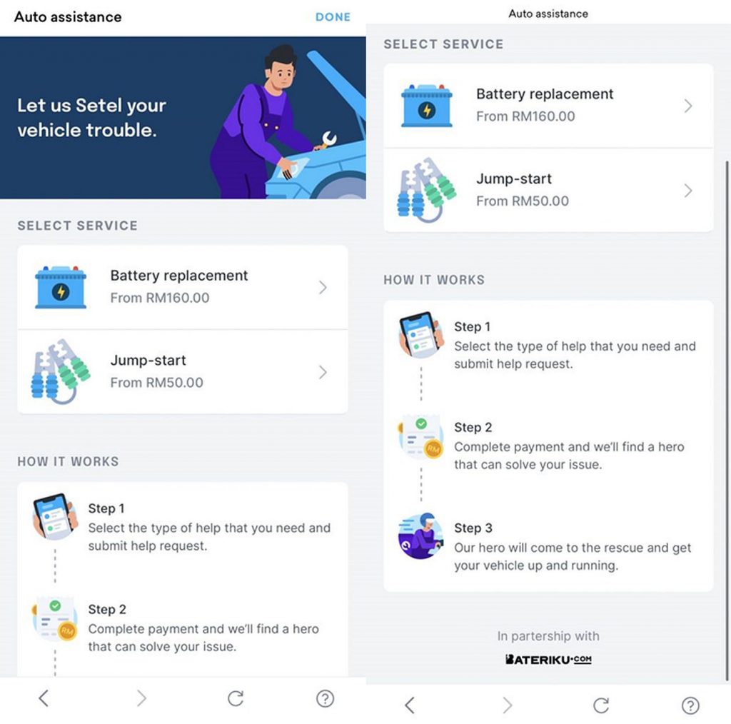 Anda kini boleh dapatkan bantuan ataupun beli bateri kereta baru ...