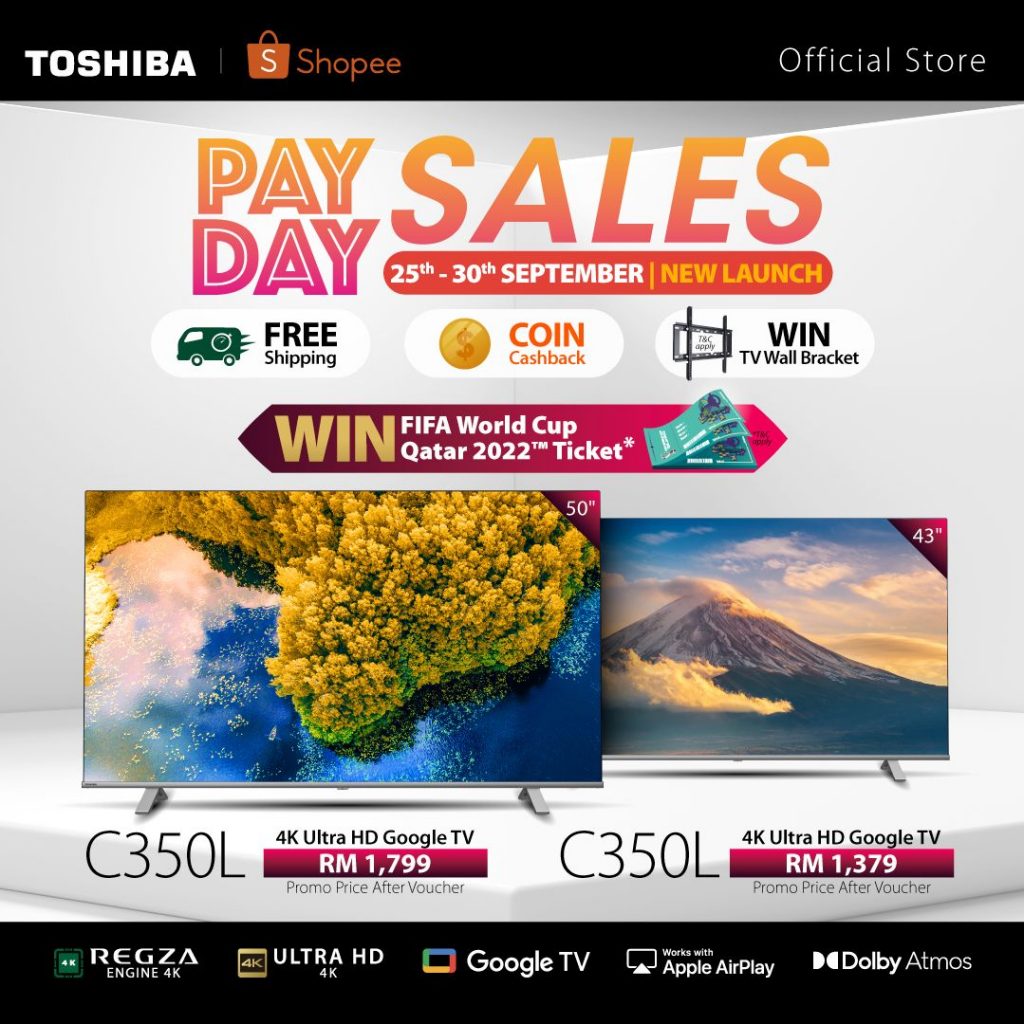 TV 65" bawah RM5,000 adalah salah satu penawaran Toshiba bersempena dengan Piala Dunia Qatar ...