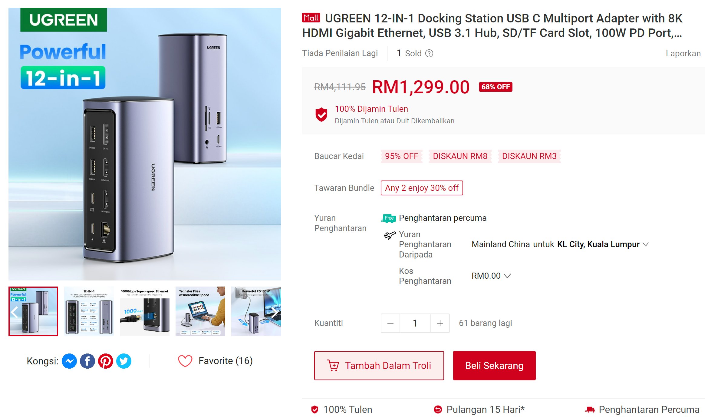 Dok USB 13-dalam-1 Ugreen kini dijual di Malaysia lebih murah - SoyaCincau.com