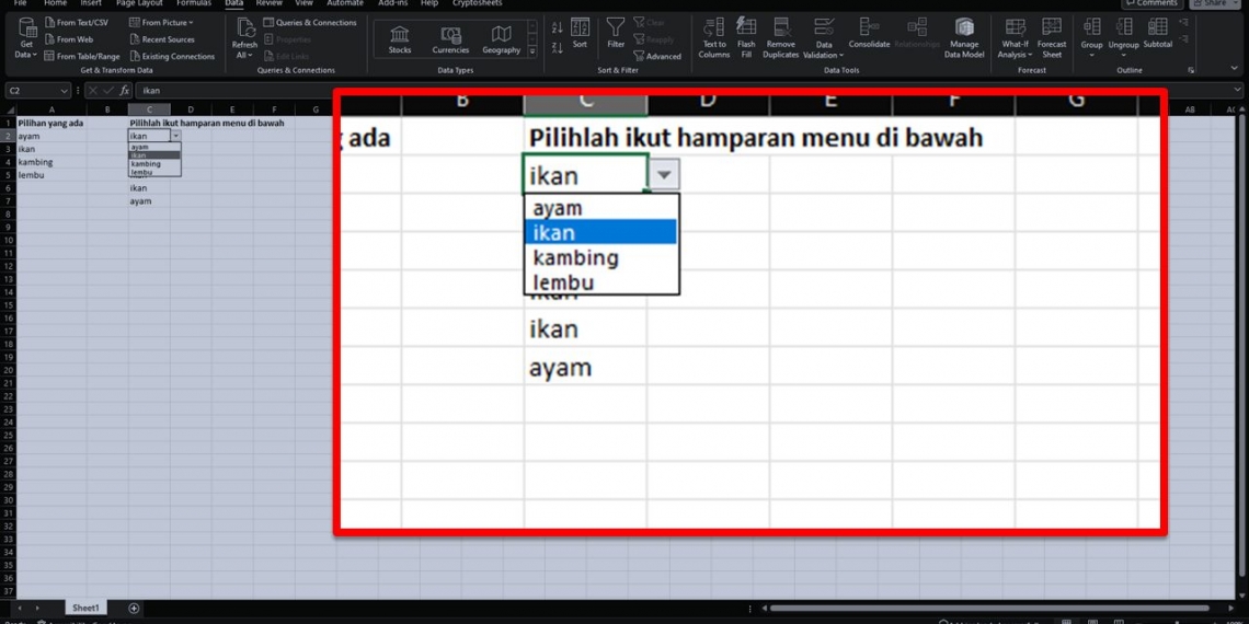 Cara wujudkan menu drop-down di Microsoft Excel - SoyaCincau.com