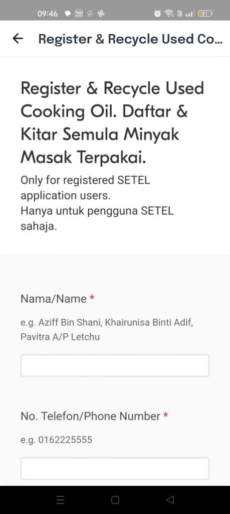 Jual minyak masak terpakai di Setel & dapatkan kredit tambahan RM10 ...