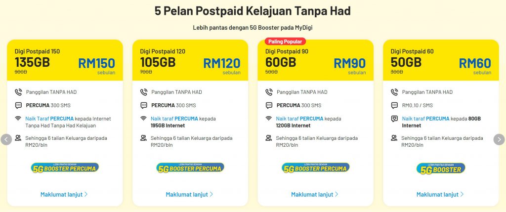 Digi Postpaid 60 kini boleh pilih antara data 4G 80GB atau data 5G 50GB ...