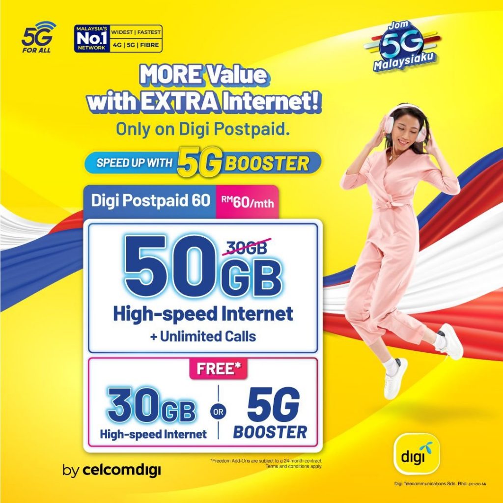Digi Postpaid 60 kini boleh pilih antara data 4G 80GB atau data 5G 50GB ...