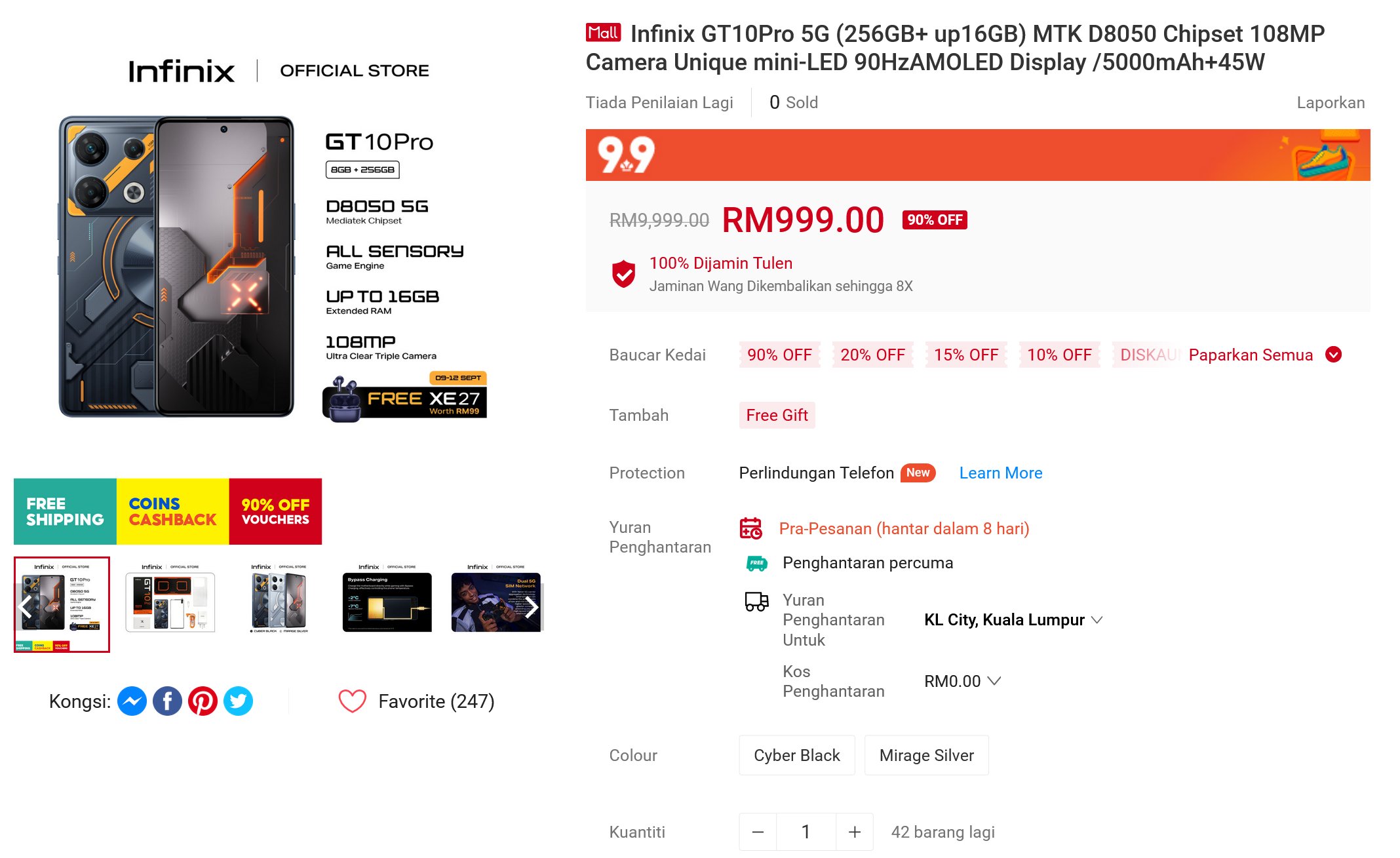 Infinix GT 10 Pro boleh ditempah sekarang pada harga RM999, percuma ...