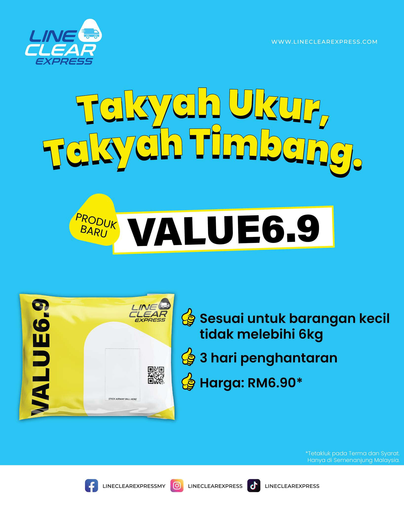 Sampul prabayar RM6.90 boleh hantar 6kg barang guna Line Clear Express ...