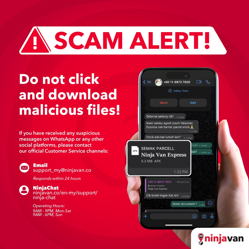 Awas scammer Ninja Van di WhatsApp minta turun APK semak parcel